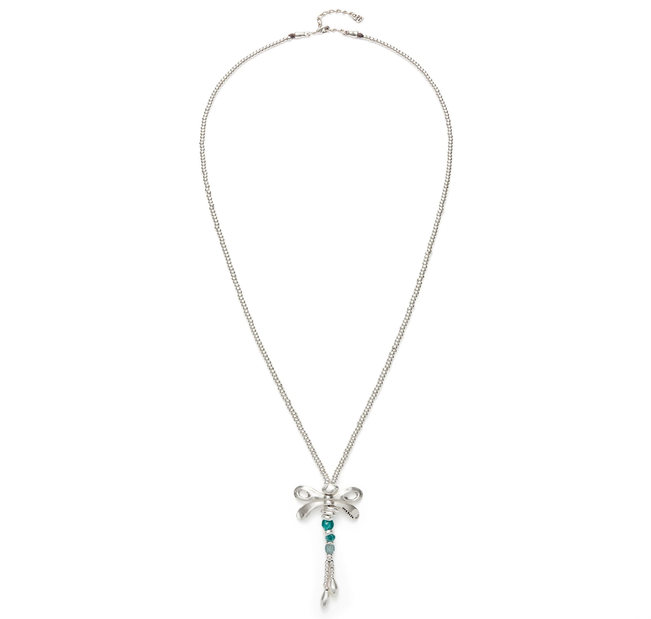 SER REBELDE CRYSTAL DRAGONFLY LONG SILVER NECKLACE – UNOde50