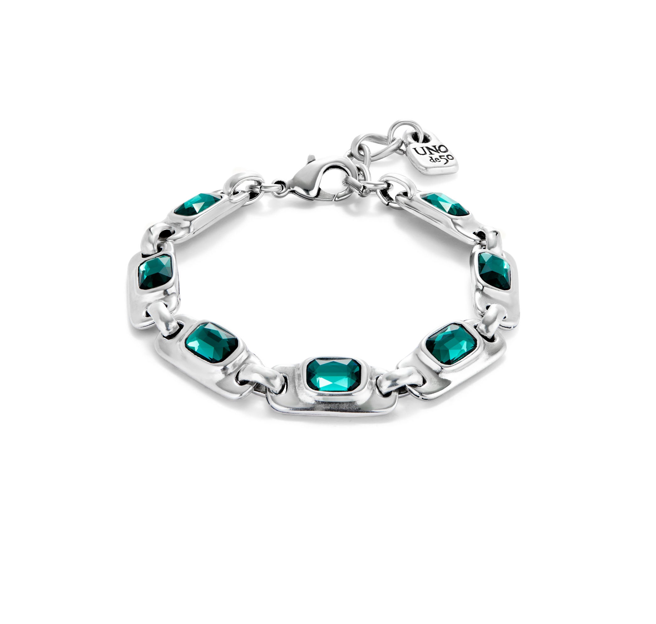 SER MAGNETICA GREEN CRYSTAL SILVER BRACELET – UNOde50